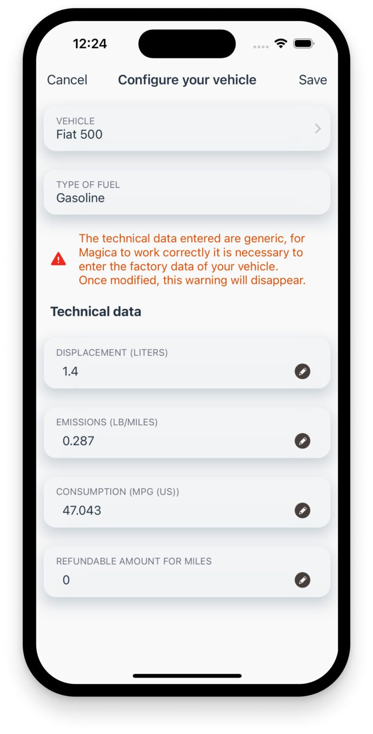 First car configuration, vehicle setup guide - Magica - Mileage Tracker ...